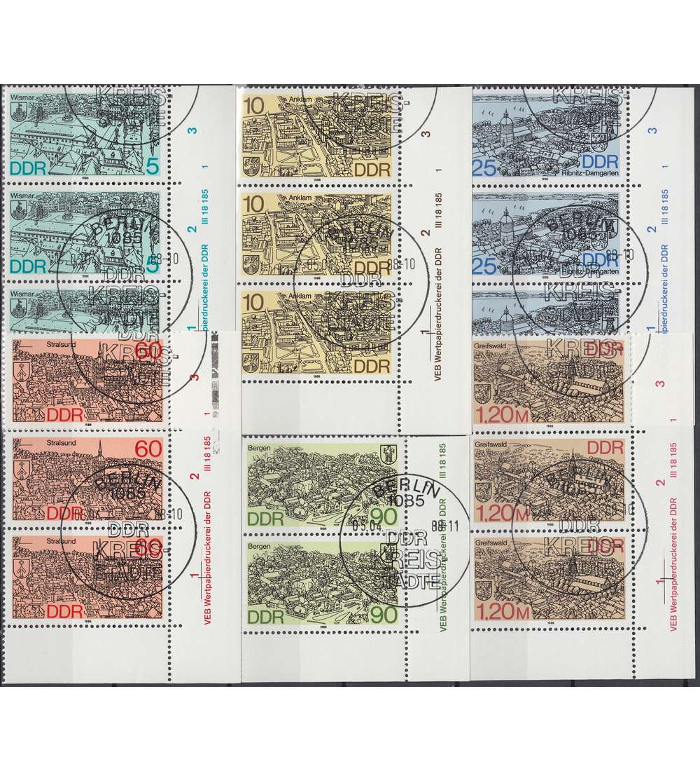 DDR Nr. 3161-3166 DV gestempelt Druckvermerk Briefmarke - Goldhahn - 423161