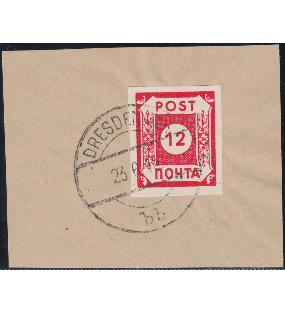 SBZ Potschta Nr. B I auf Briefausschnitt Briefmarke - Goldhahn - 503583